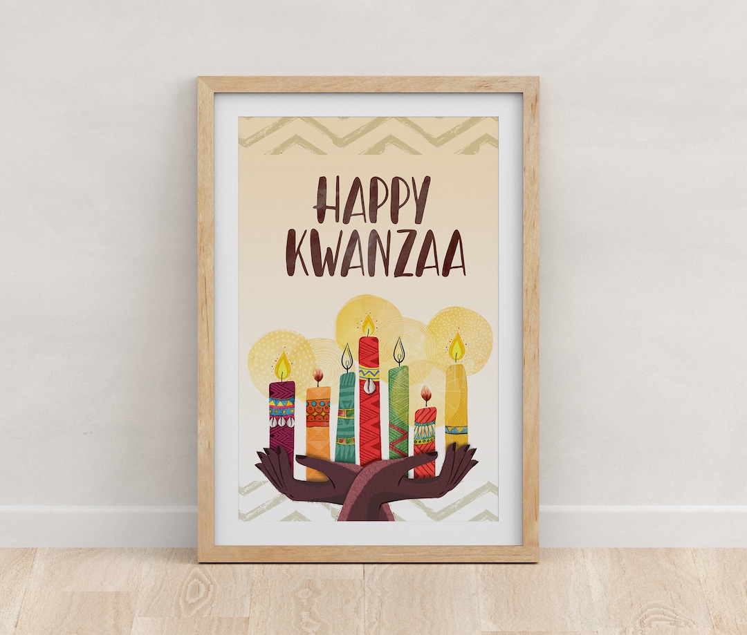 Kwanzaa Kinara Wall Art Printable Illustration, 7 Principles of Kwanzaa ...