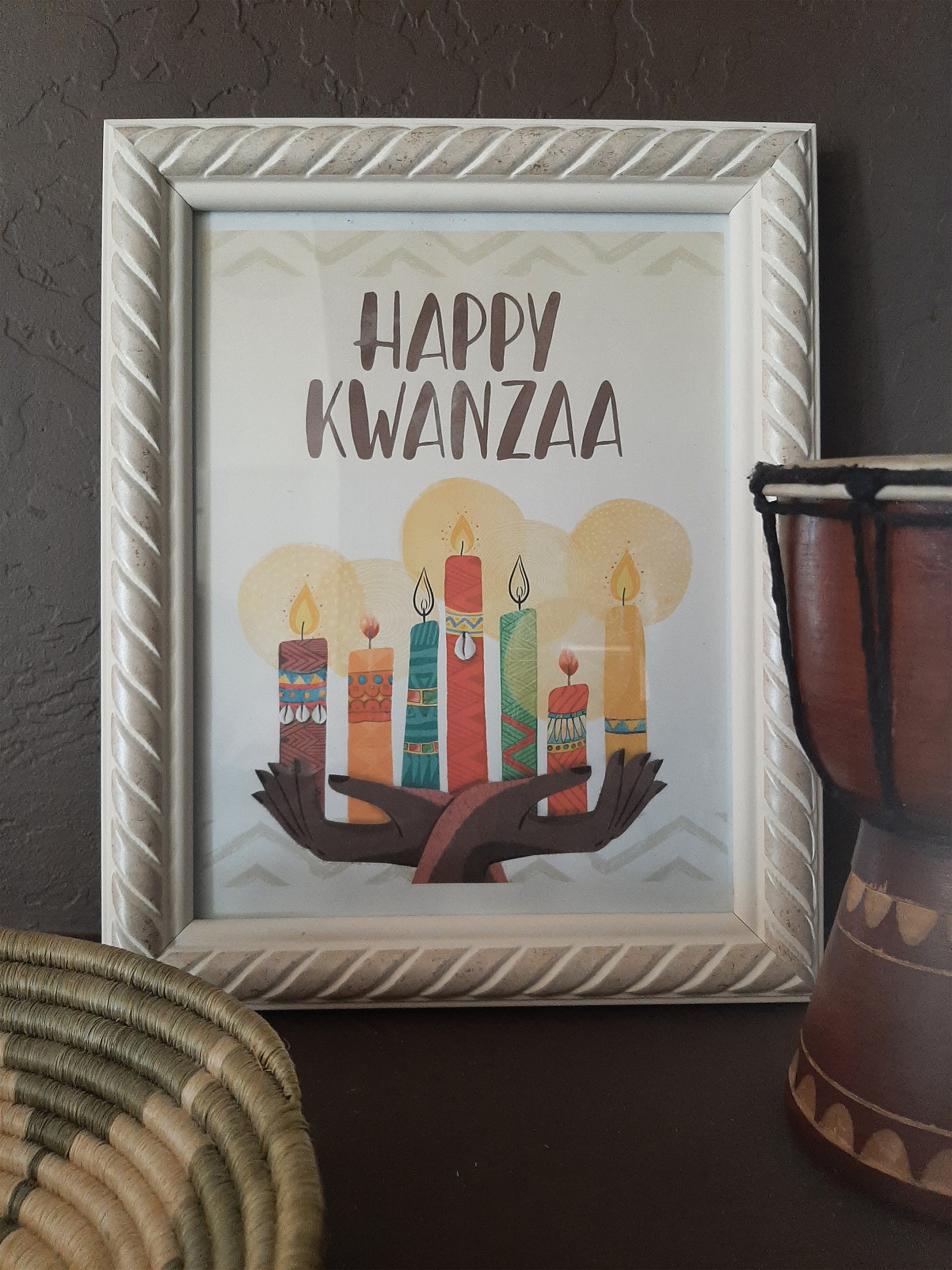 Kwanzaa Kinara Wall Art Printable Illustration, 7 Principles of Kwanzaa ...