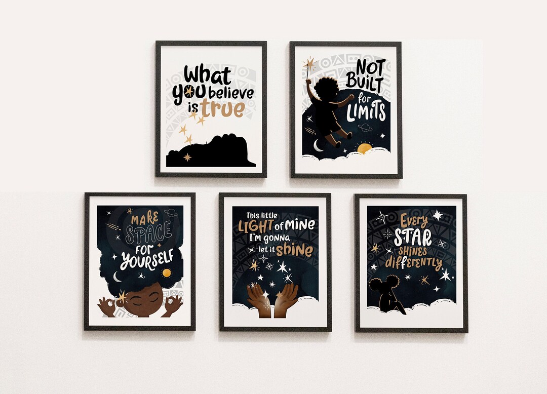 Kids Mindful Positive Affirmation Wall Art BUNDLE Gift Idea, Diverse ...