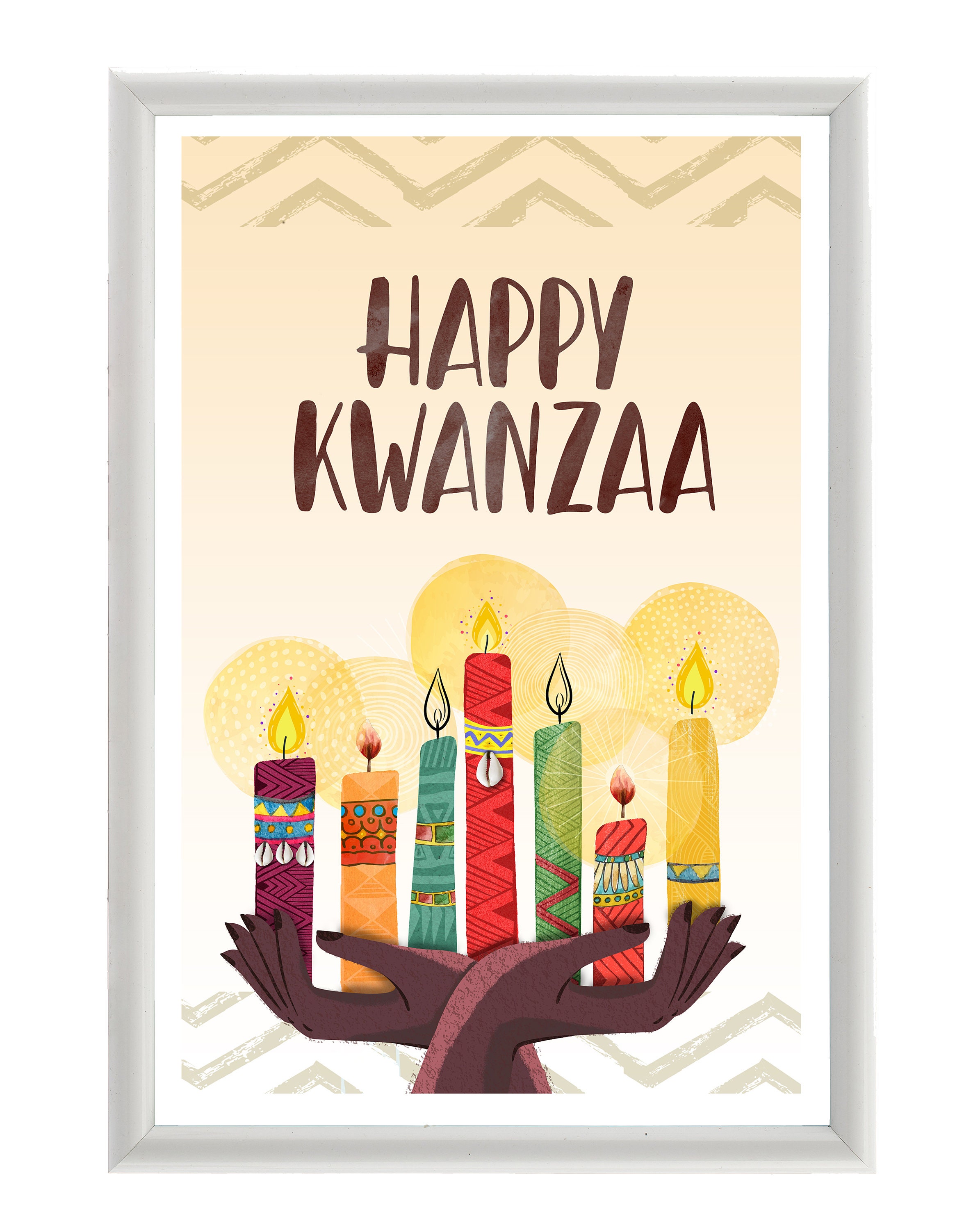 Kwanzaa Kinara Wall Art Printable Illustration, 7 Principles of Kwanzaa ...
