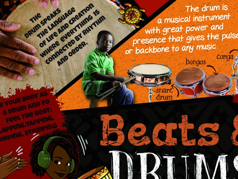 Black History Month and Black Music Poster, Learn About African Beats ...