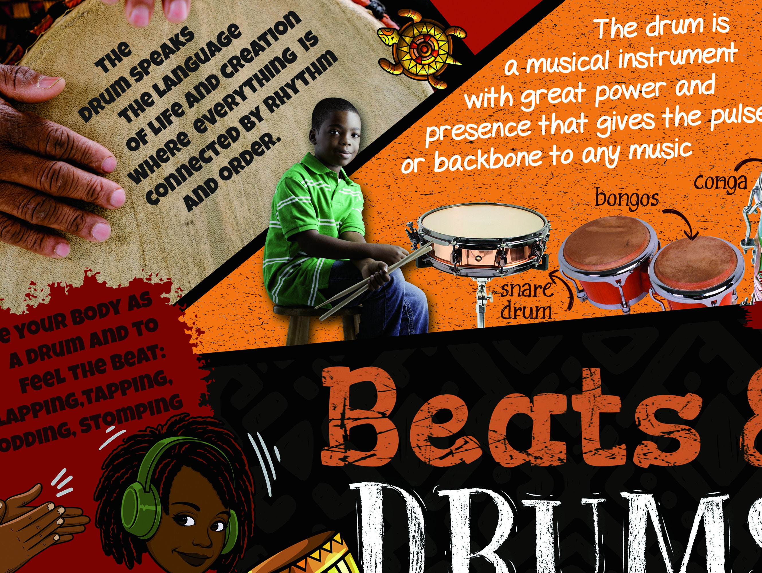Black History Month and Black Music Poster, Learn About African Beats ...