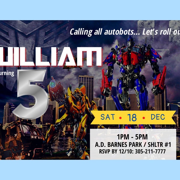 Transformers Birthday Invitation - Etsy