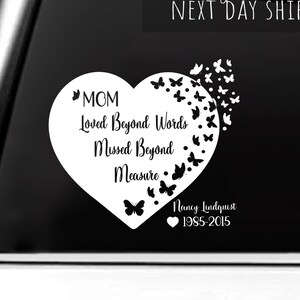 Loved Beyond Words Missed Beyond Measure Decal Memorial Sticker Beloved ...