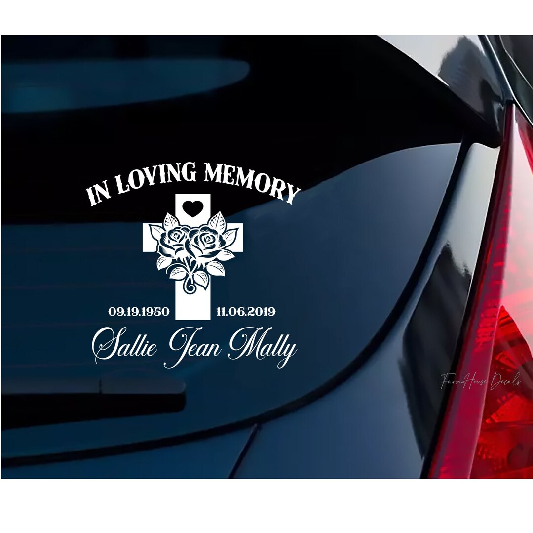 In Loving Memory Decal Roses Cross Family Memorial Decal Beloved Mom ...