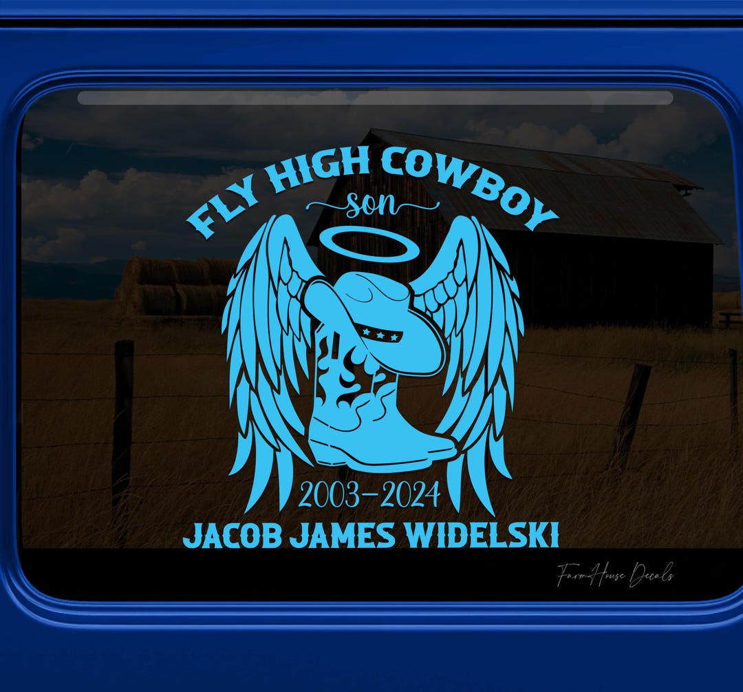 Fly High Cowboy Cowgirl Decal, in Loving Memory, Family Memorial Decal ...
