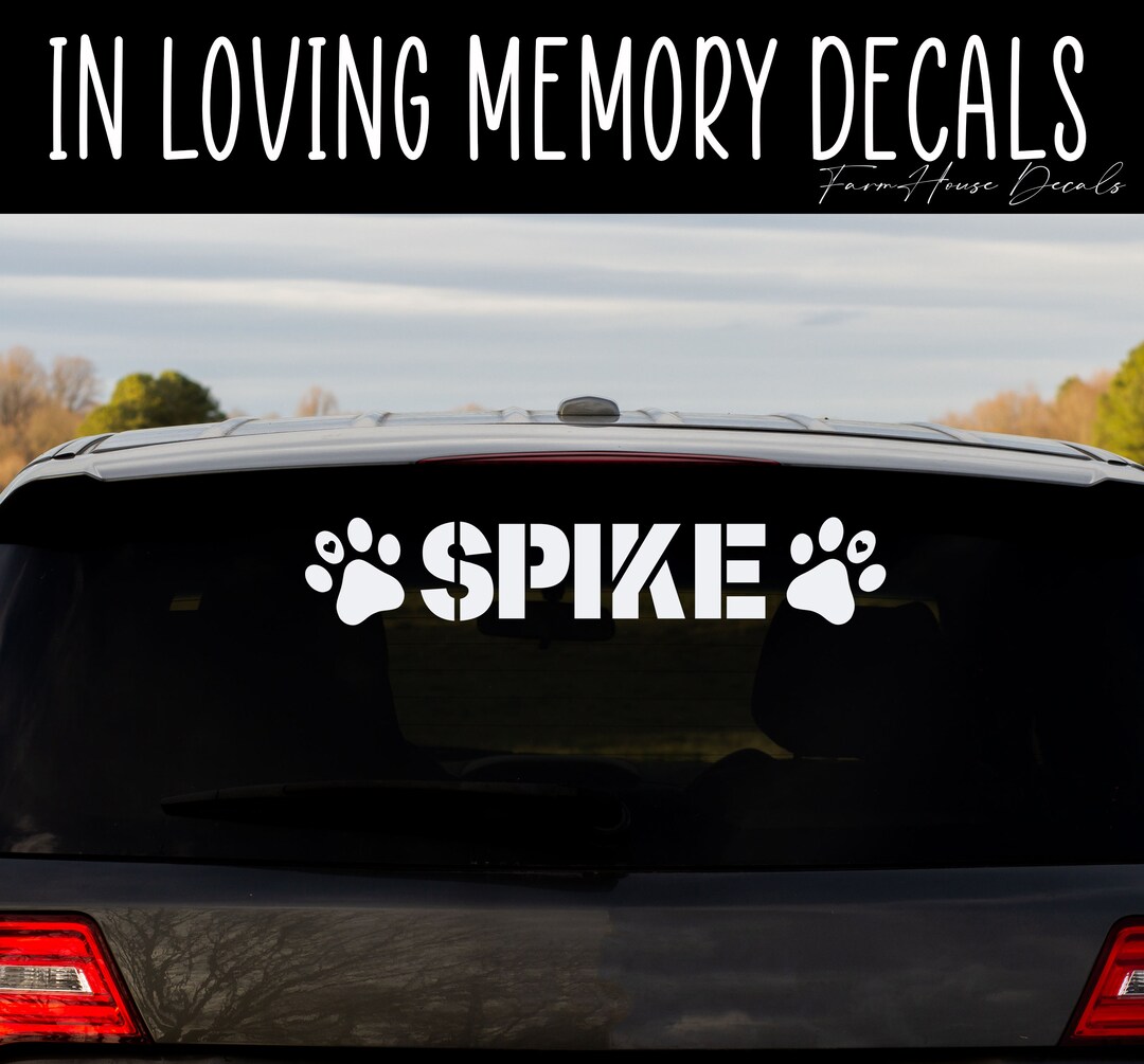 Pet Name Decal, in Loving Memory Decal, Pet Paws, Pet Name Sticker ...