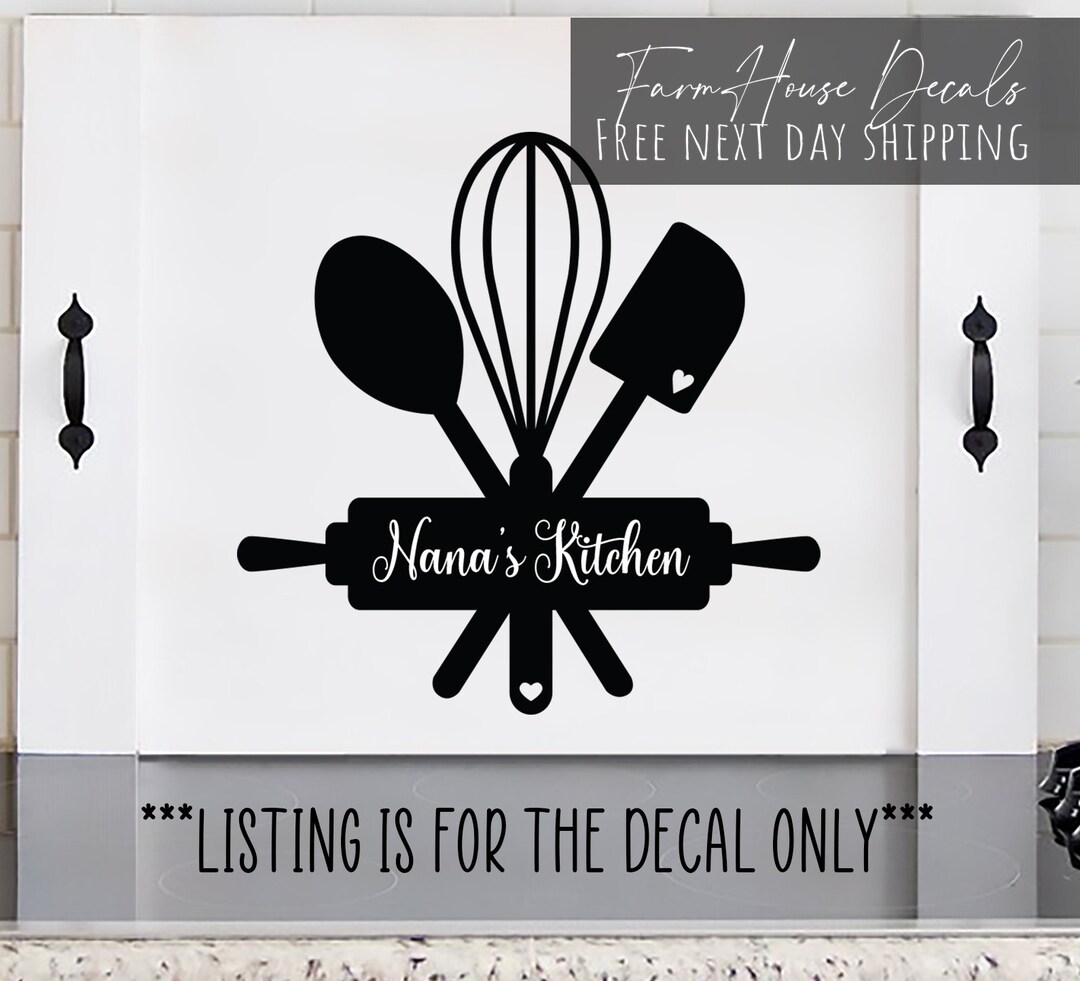Mom's Kitchen Decal | Kitchen Farmhouse Wall Decal | Split Utensil ...
