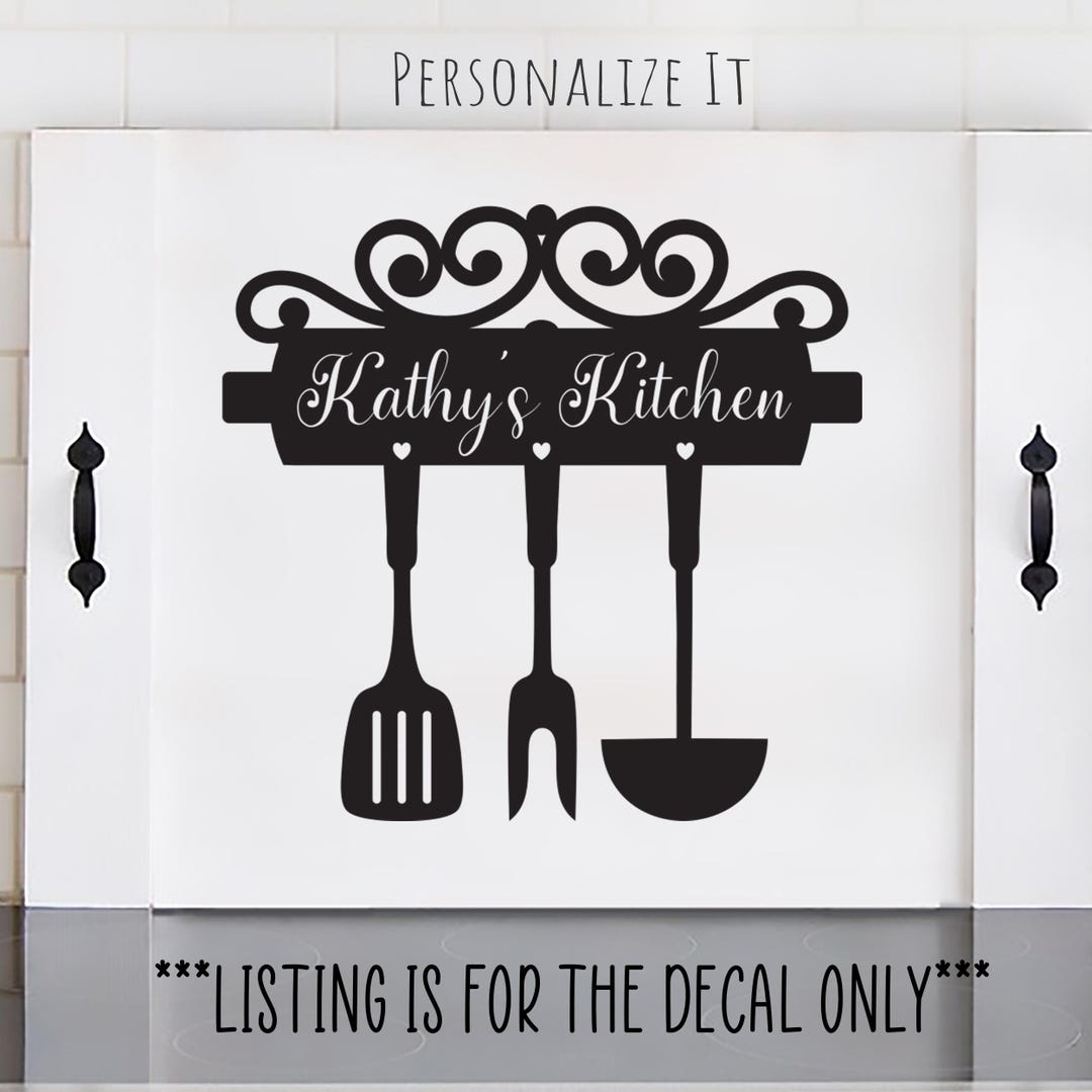 Mom's Kitchen Decal, Kitchen Farmhouse Wall Decal, Kitchen Utensil ...