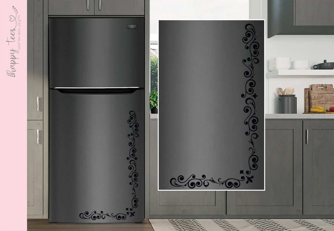 Elegant Corner Refrigerator Decal Custom Swirl Design - Etsy