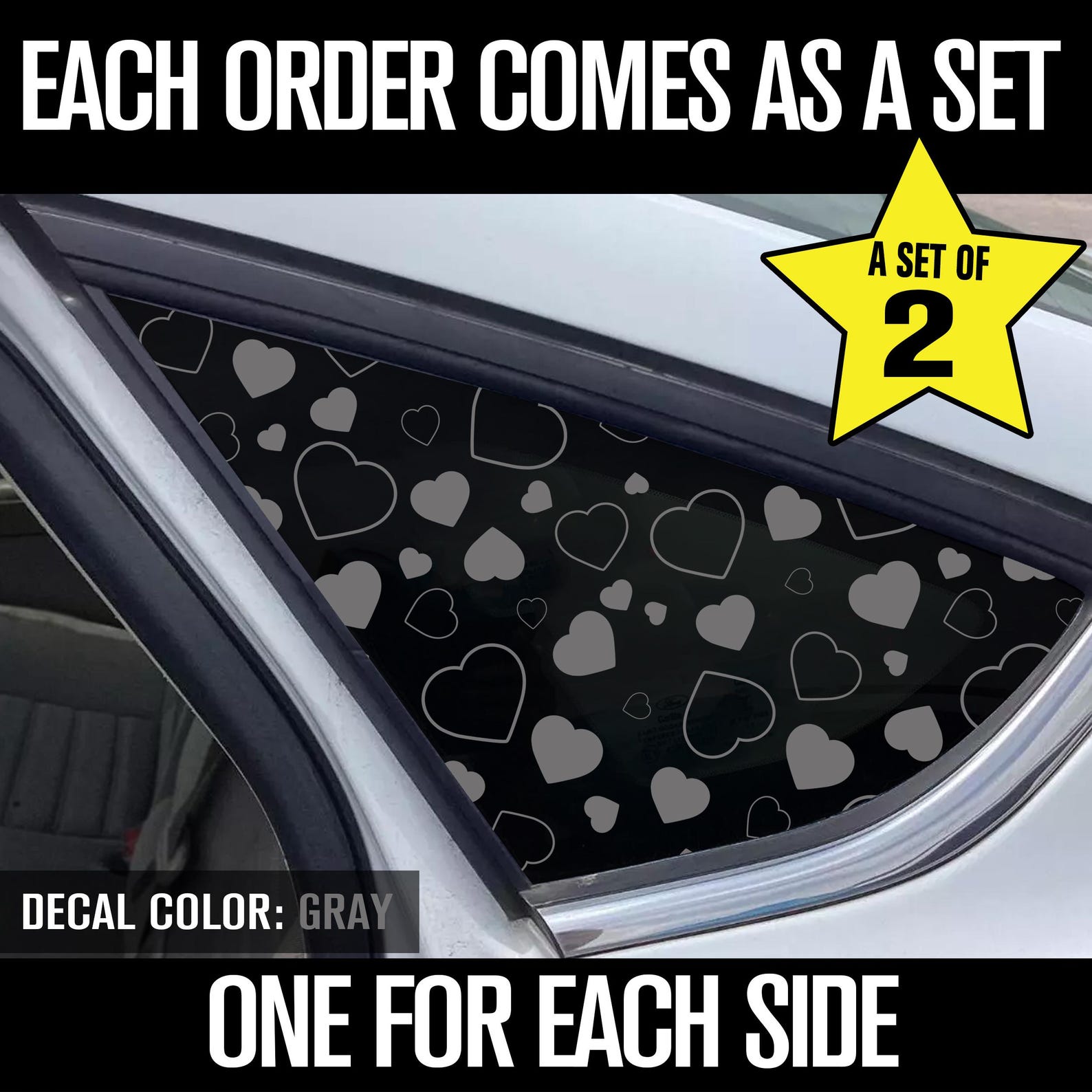 Car Window Decal: Hearts Pattern - Farmhouse Decals - Etsy