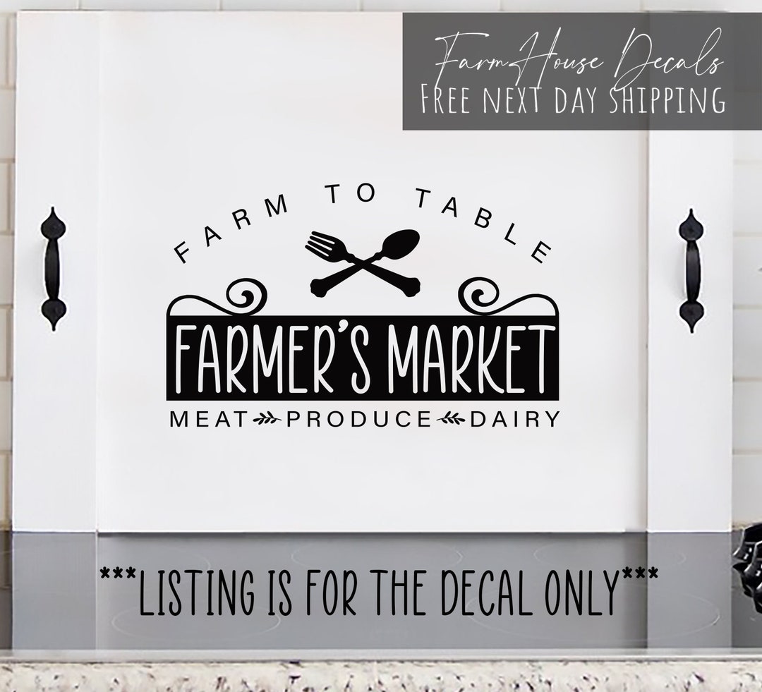 Farm to Table - Farmers Market Decal | Kitchen Wall Decal | Split ...