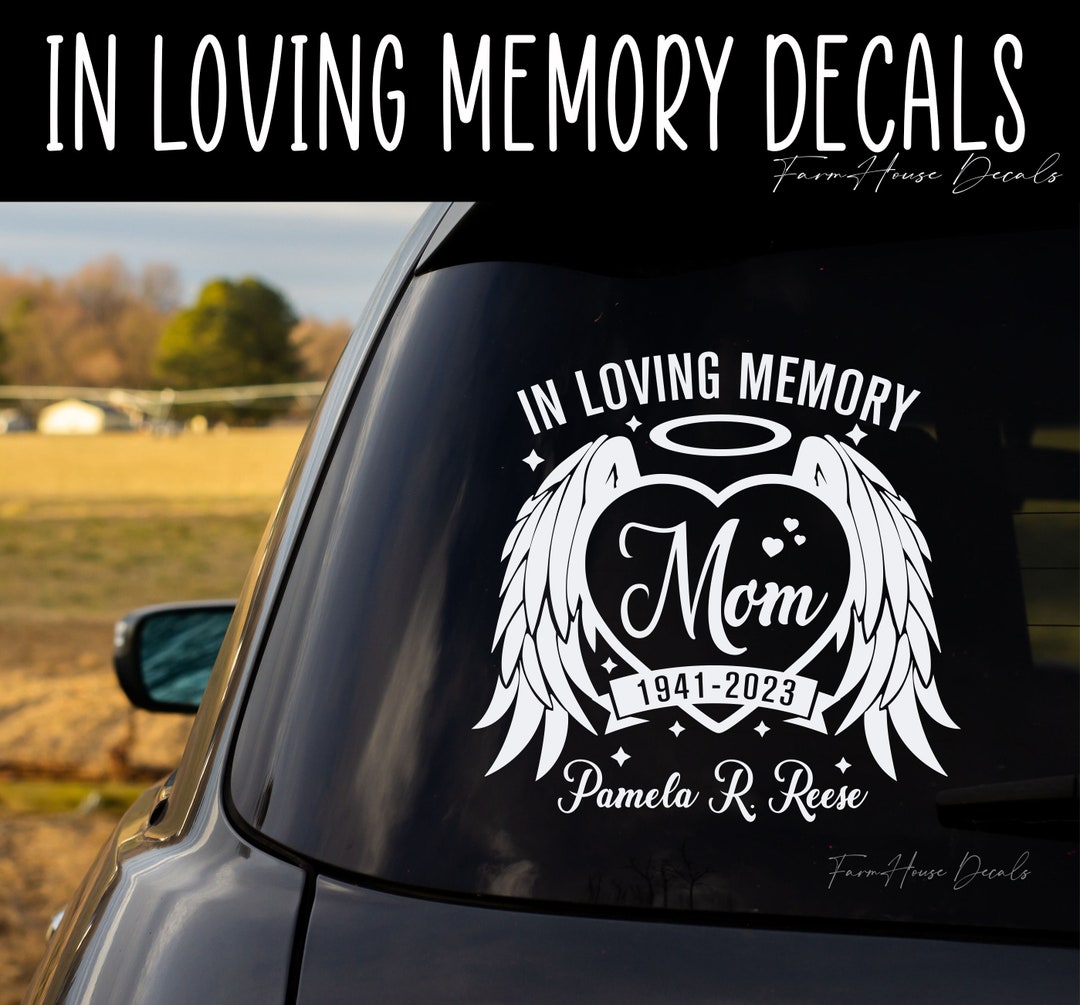 In Loving Memory Wings Decal Family Memorial Decal Beloved Mom Dad ...