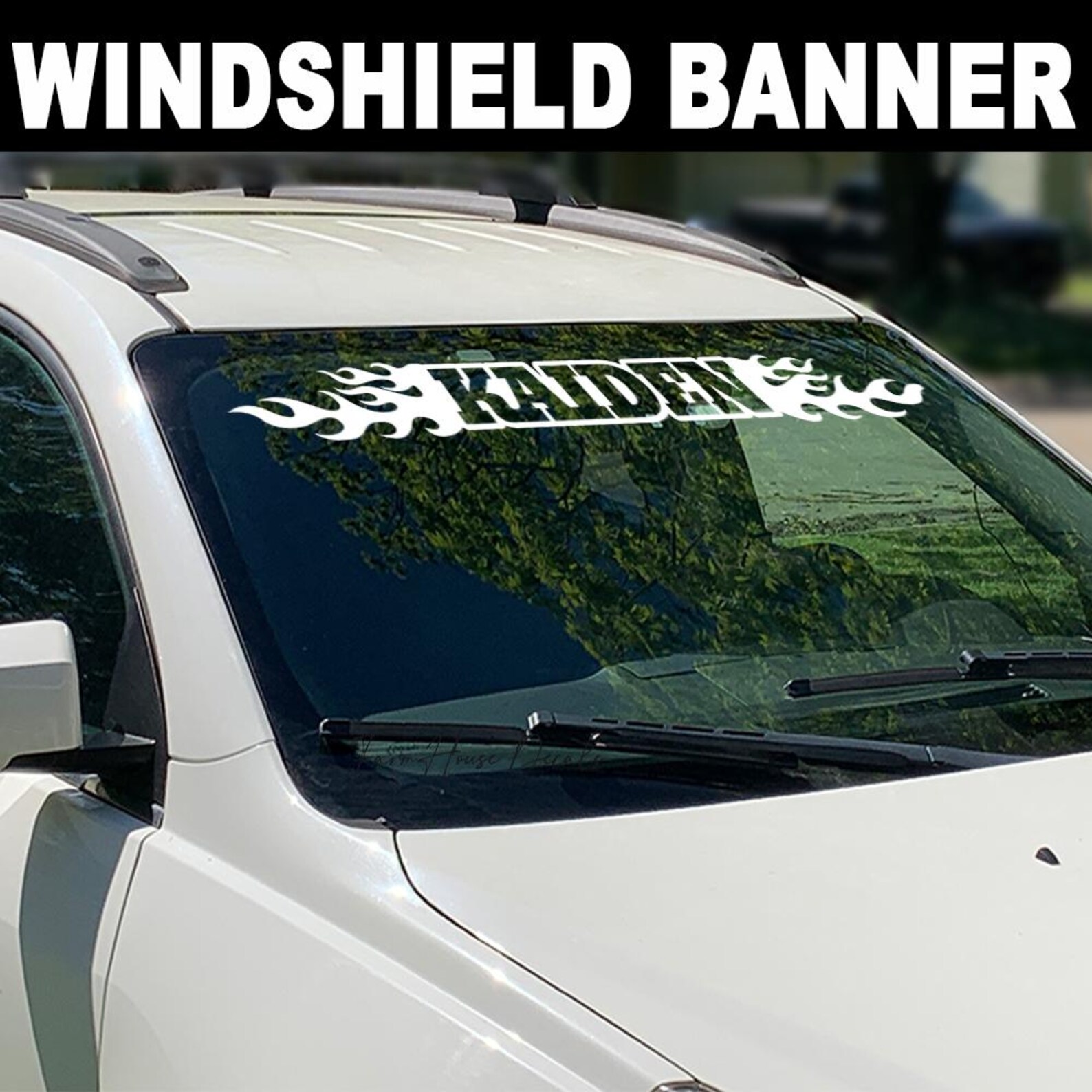 Custom Name Flames Windshield Banner: Car Truck Window Decal - Etsy