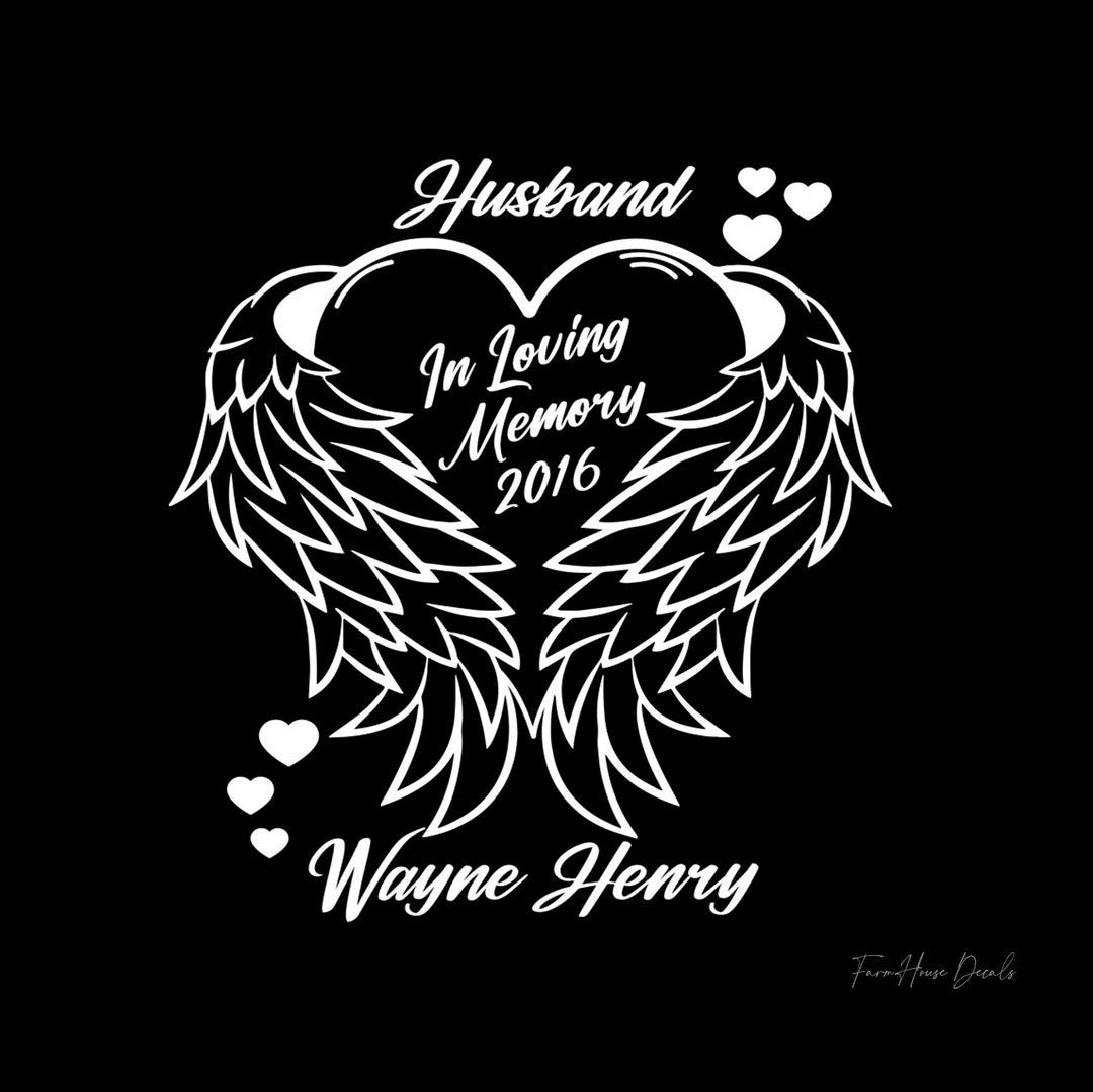 In Loving Memory Angel Wings Decal Family Memorial Decal Beloved Mom ...