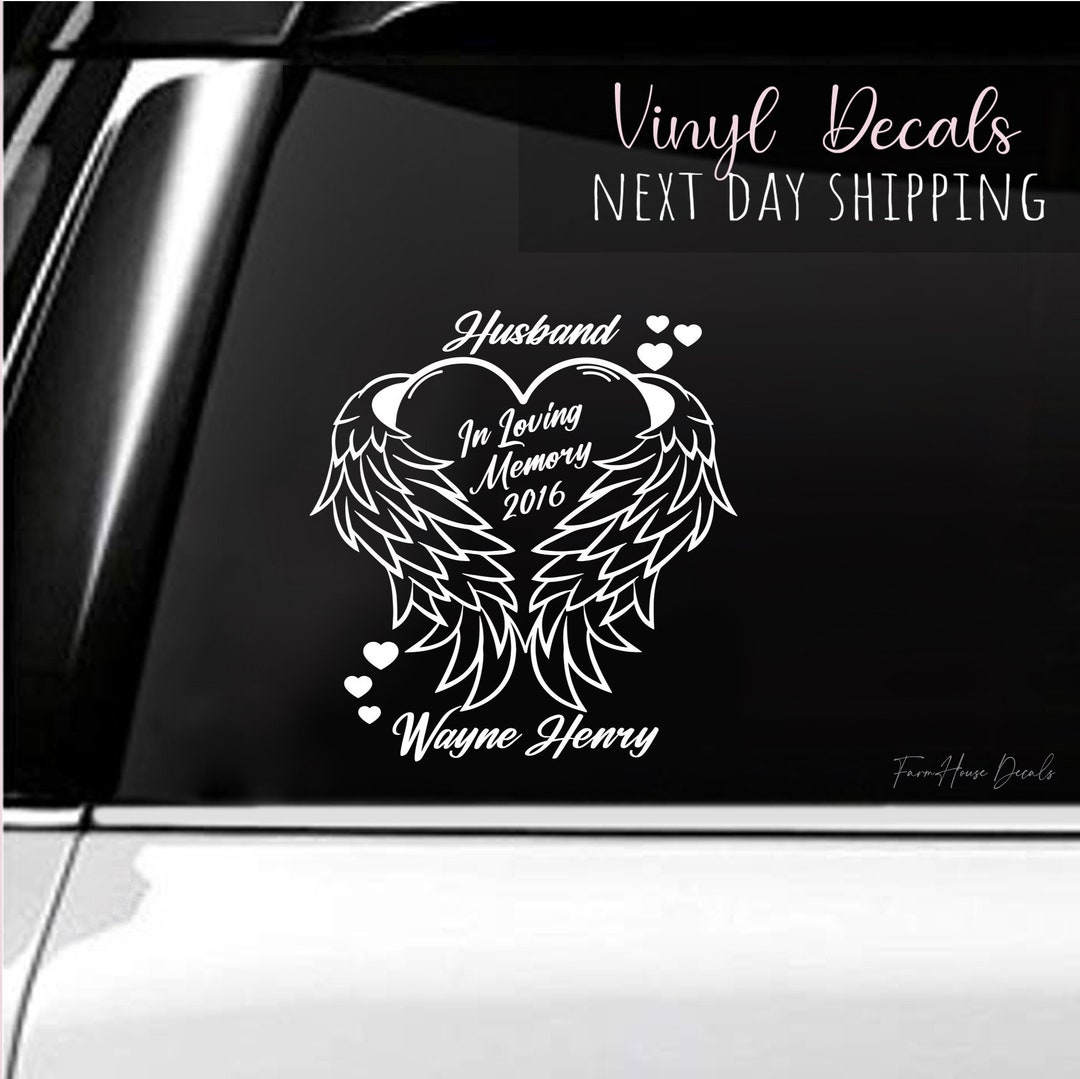 In Loving Memory Angel Wings Decal Family Memorial Decal Beloved Mom ...