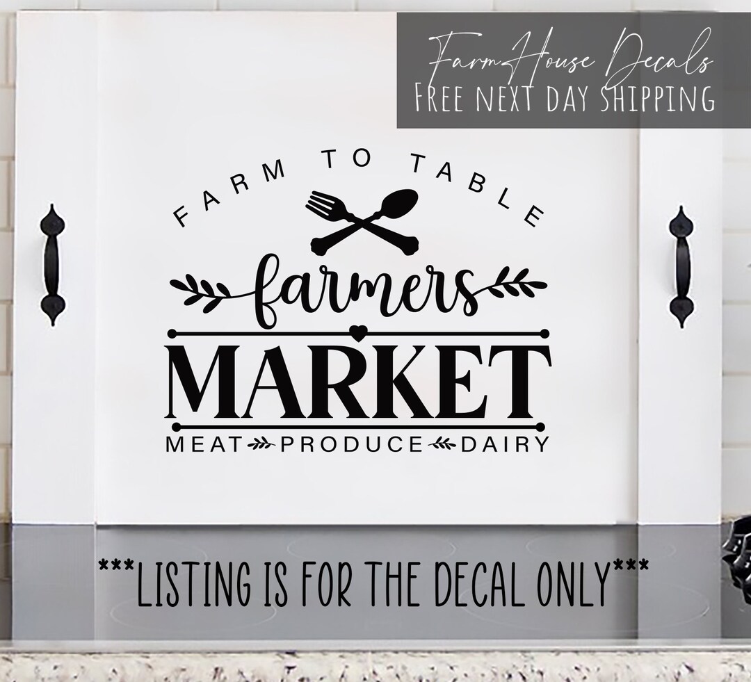 Farm to Table - Farmers Market Decal | Kitchen Wall Decal | Split ...