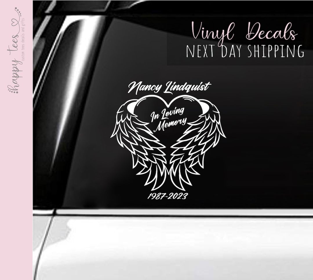 In Loving Memory Angel Wings Decal Family Memorial Decal - Etsy UK