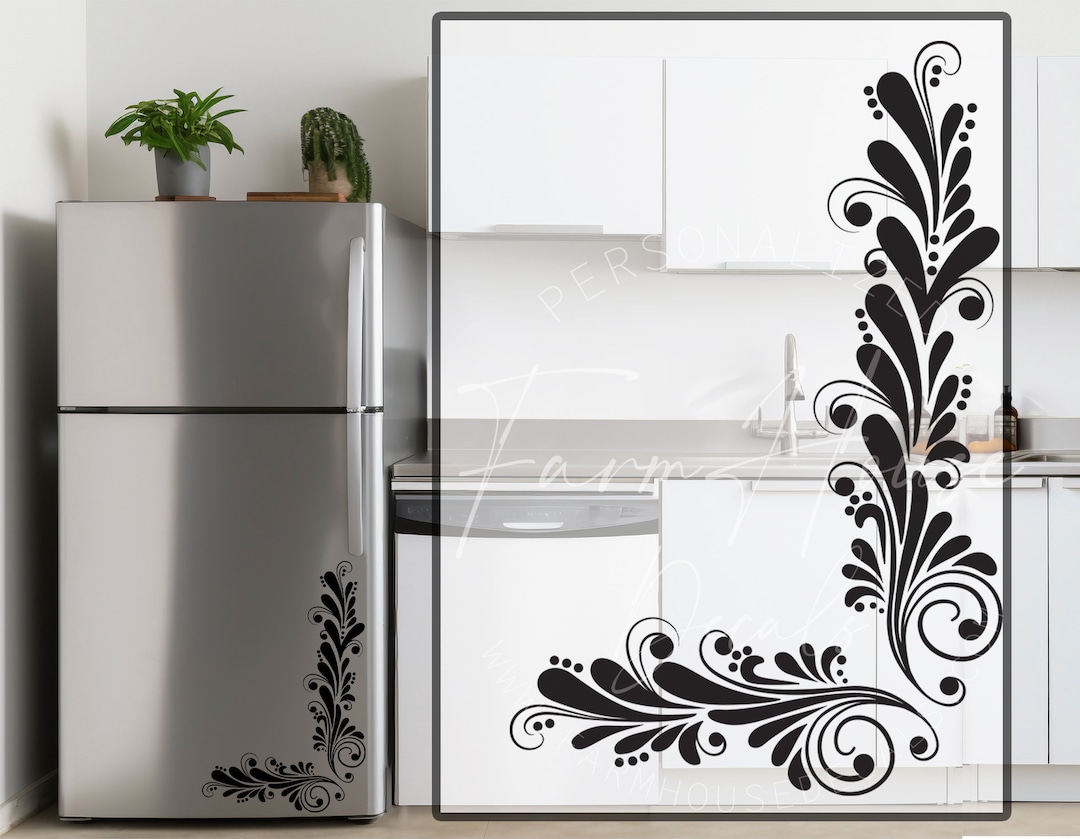 Elegant Swirl Corner Vinyl Decal: Kitchen Appliance Sticker - Etsy