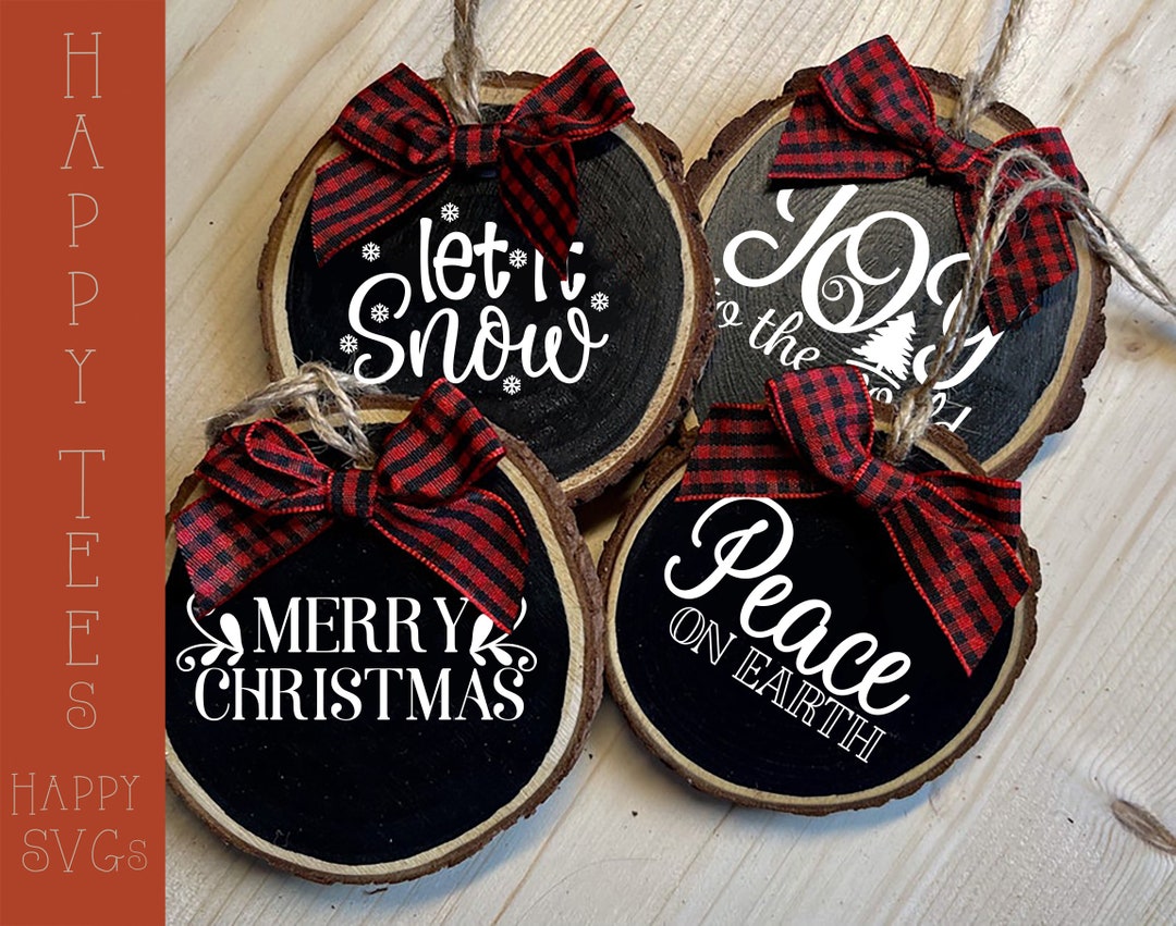 Christmas Wood Slices Ornament Set of 4 Rustic Farmhouse - Etsy
