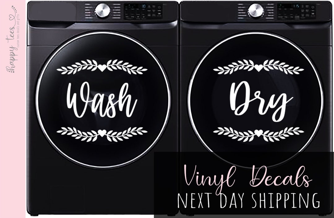 Wash Dry Decals for the Washer & Dryer, Laural Leaves Wreath Laundry ...