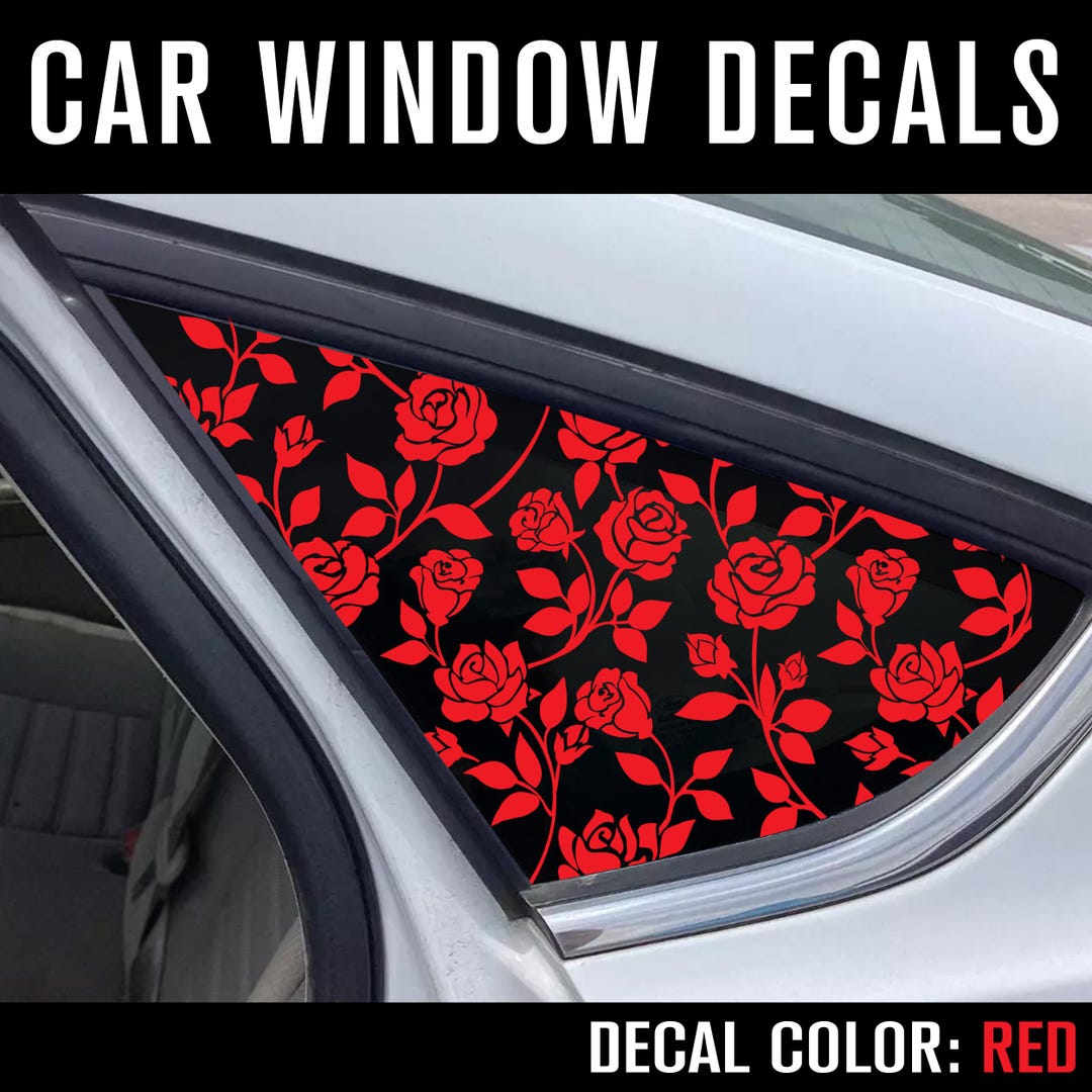Rose Rosebud Pattern Set of 2 Quarter Panel Window Decals - Farmhouse ...