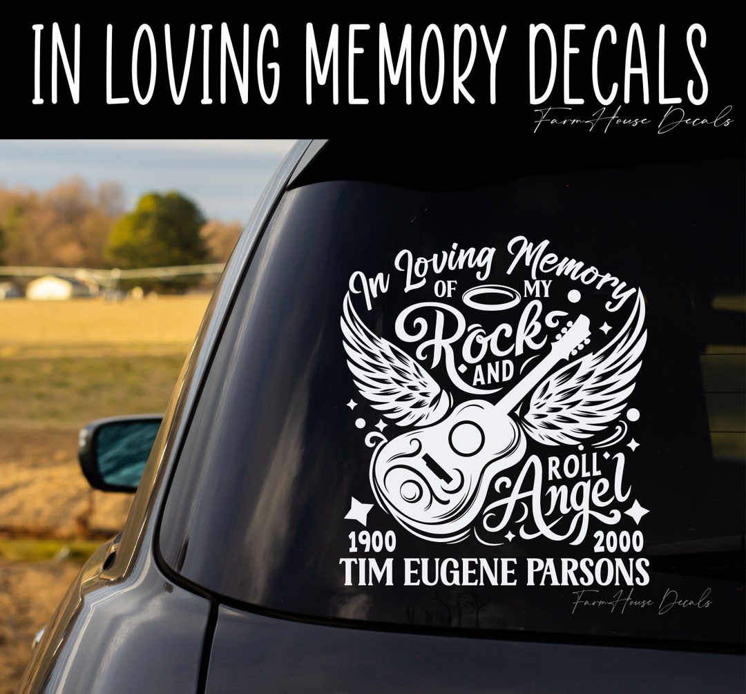 In Loving Memory Rock and Roll Angel Decal, in Loving Memory, Family ...