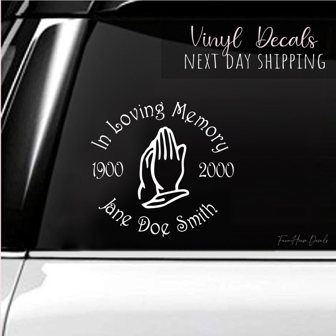 In Loving Memory Decal Praying Hands Family Memorial Decal Beloved Mom ...