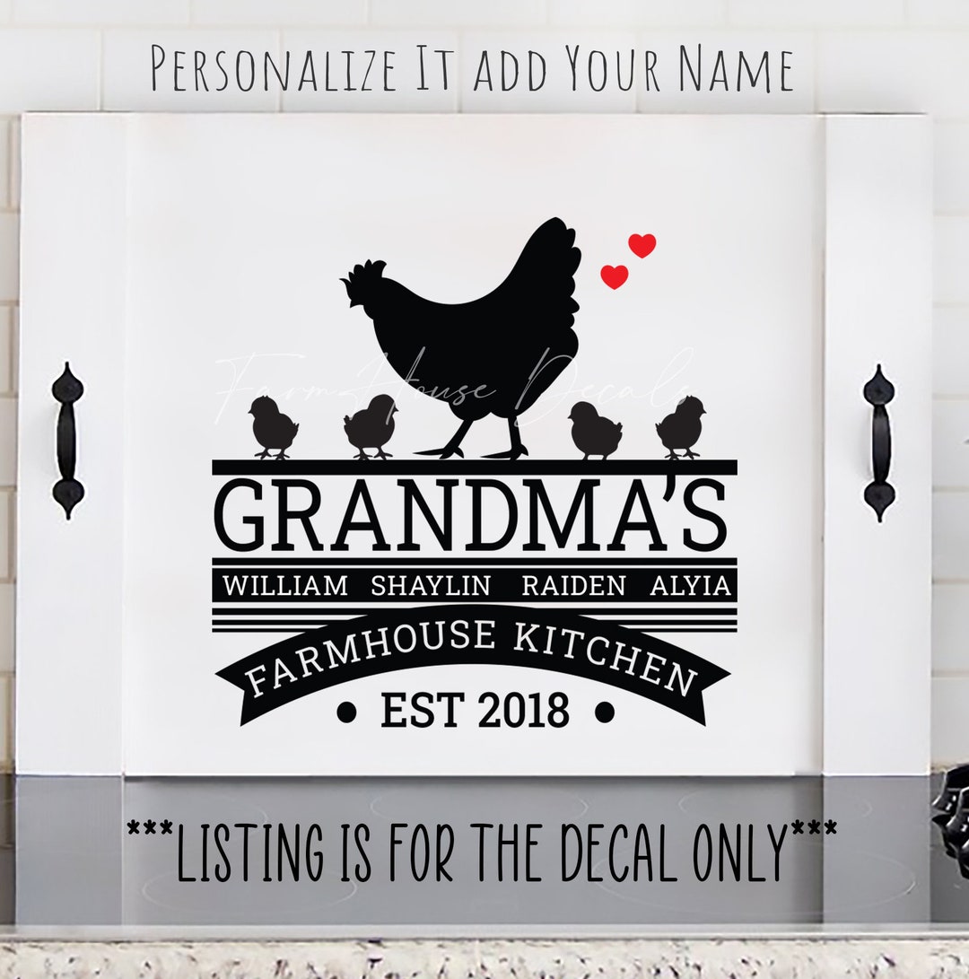 Grandma's Farmhouse Kitchen Decal: Personalized Noodle Board Sticker - Etsy
