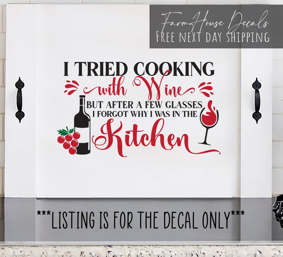 Cooking With Wing Decal | Kitchen Farmhouse Wall Decal | Split Utensil ...