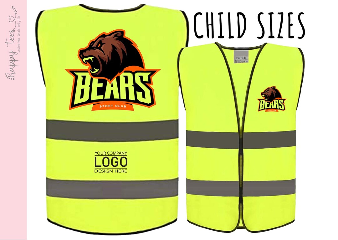 Custom Children Safety Vests Child Sizes Team Logo Vest Sponsor Logo ...