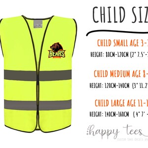 Custom Children Safety Vests Child Sizes Team Logo Vest Sponsor Logo ...