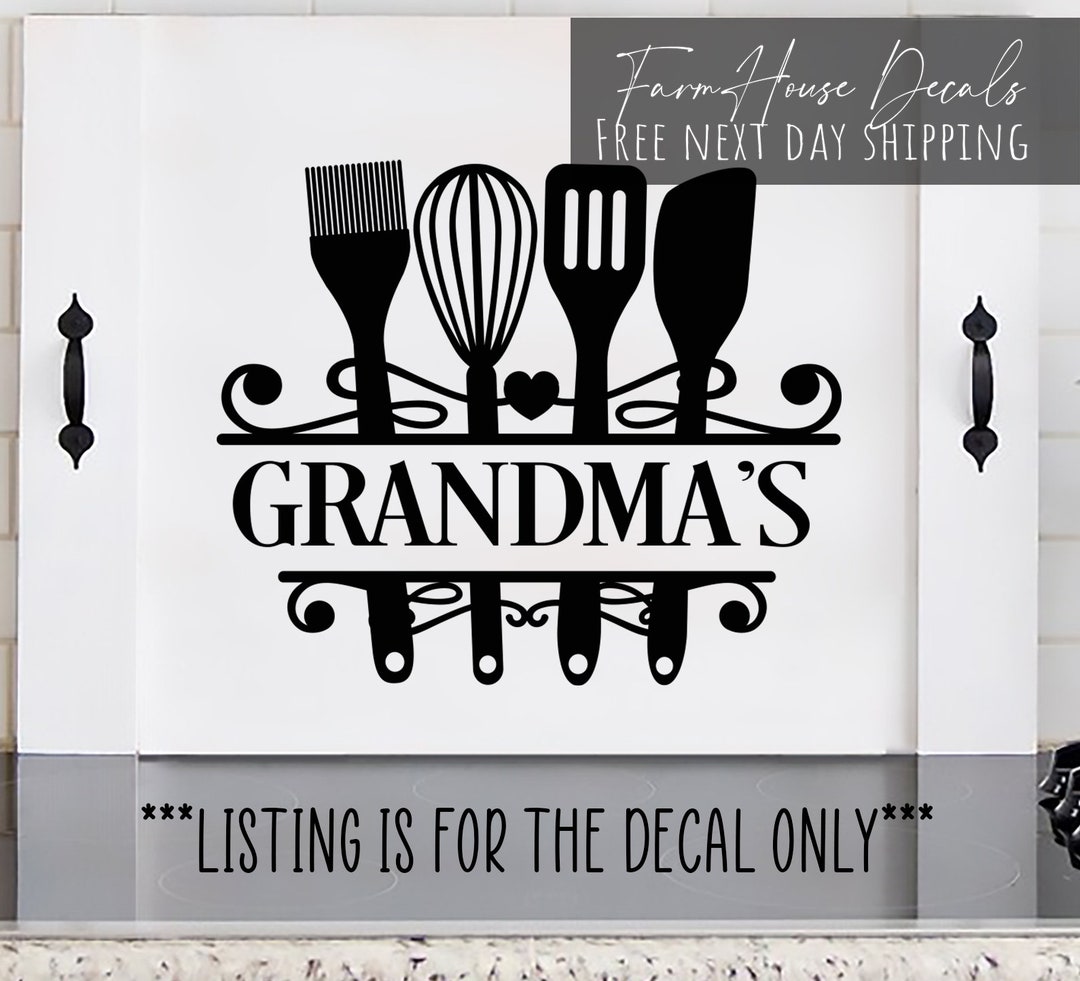 Personalized Mom's Kitchen Utensil Decal: Custom Noodle Board Sticker ...