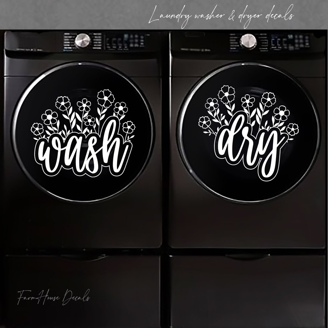 Wash Dry Decals, Washer & Dryer, Laundry Machine Decal, Wildflowers ...