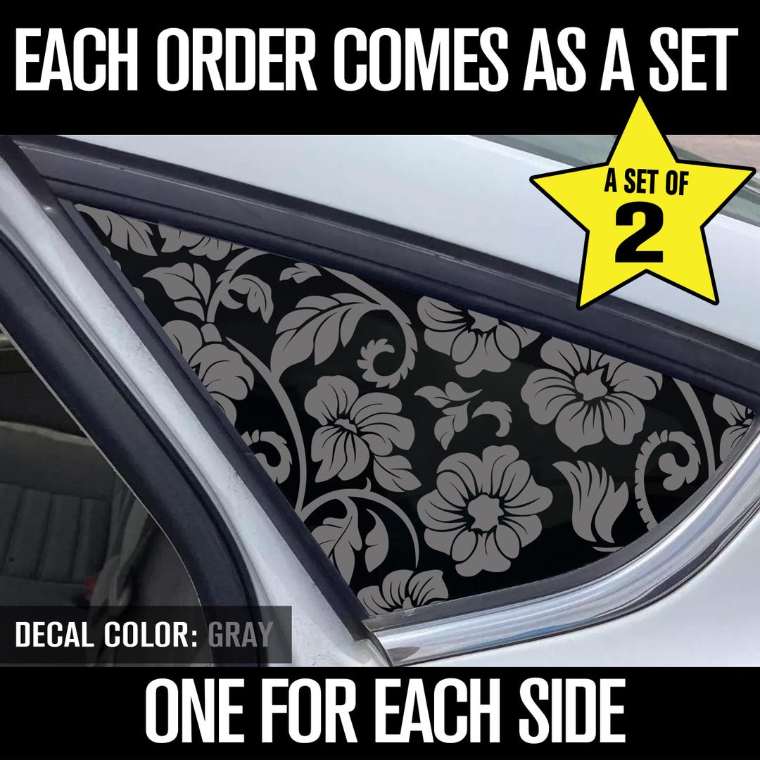 Floral Pattern Decal, Rear Quarter Window Decal Set of 2, Car Window ...