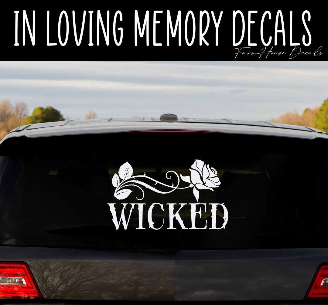 Wicked Name Decal, Rose With Thorns, Halloween Name, Memorial Decal ...