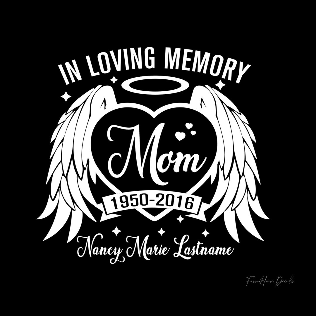In Loving Memory Wings Decal Family Memorial Decal Beloved Mom Dad ...