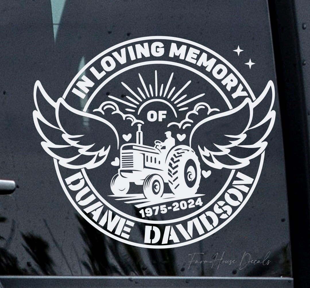 In Loving Memory Decal, Farm Farmer Plowing Tractor Baling, Family ...