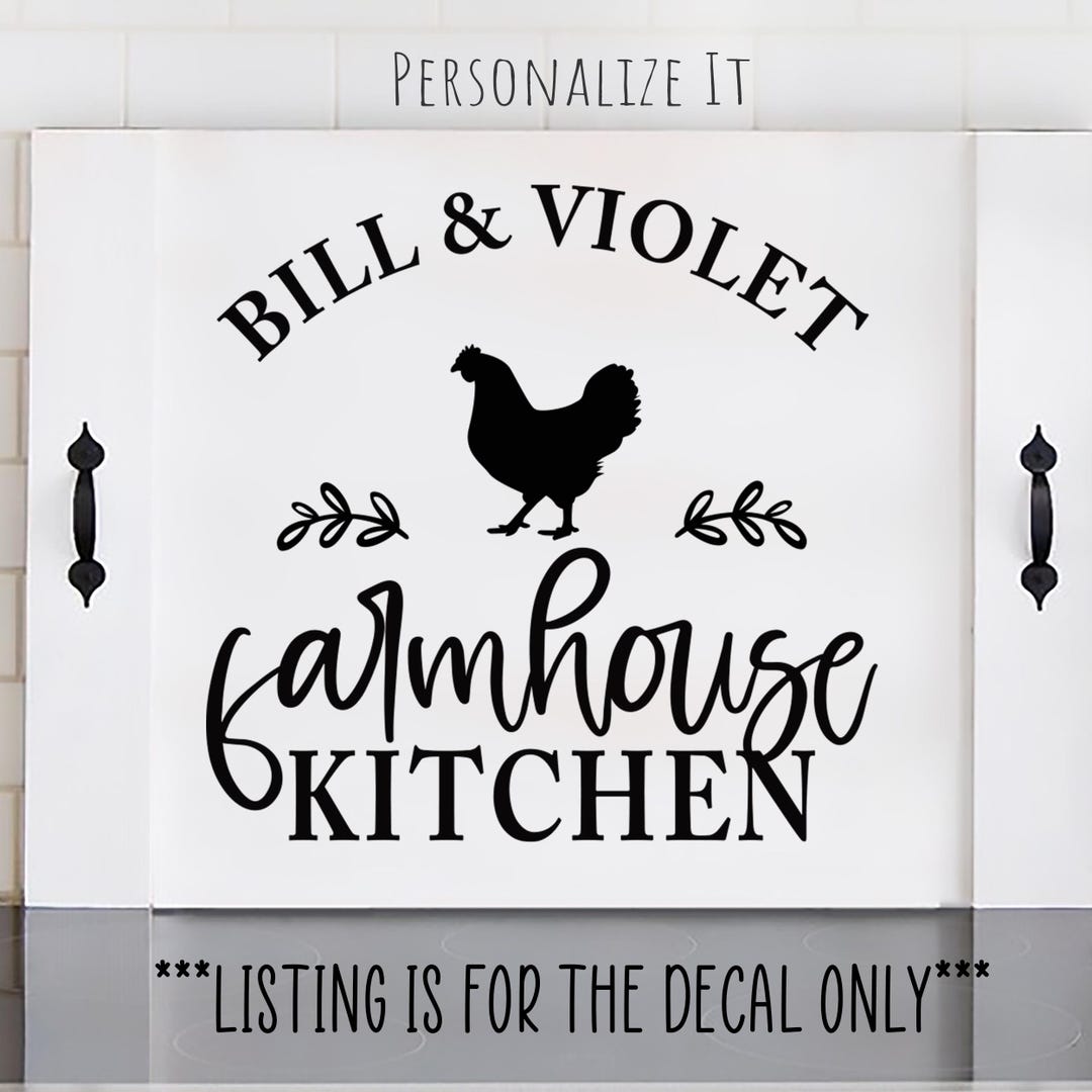 Personalized Name Farmhouse Kitchen Decal, Chicken Decal, Noodle Board ...