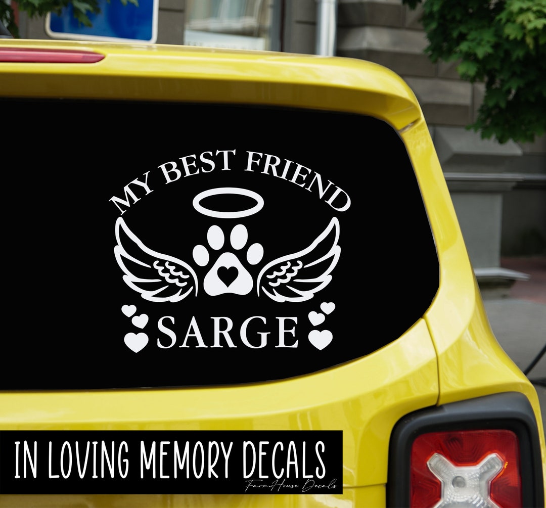 Pet Name Decal, in Loving Memory Decal, Pet Paws, Pet Name Sticker ...