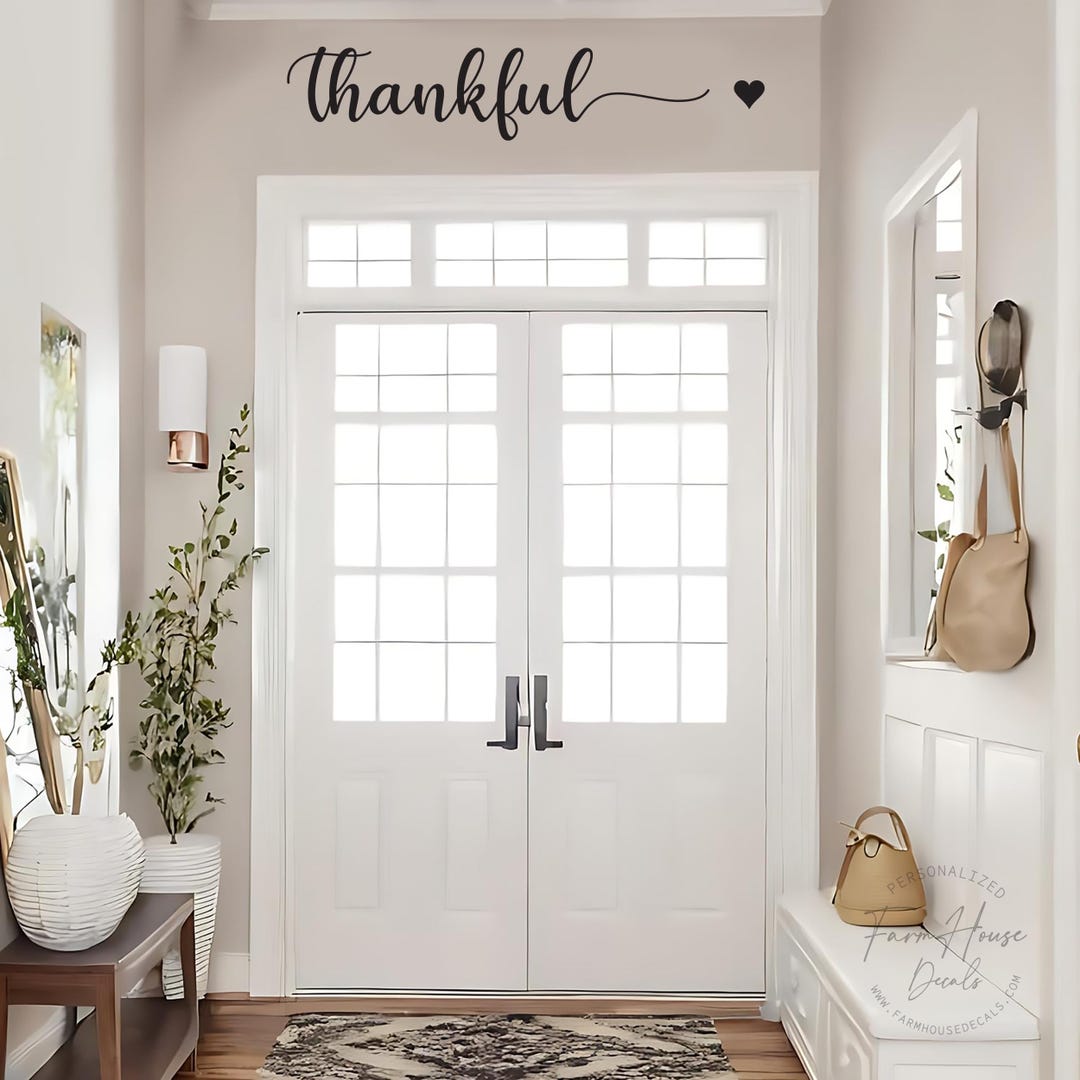 Thankful Decal, Over the Door Decal, Entrance Way Decal, Foyer Soffit ...