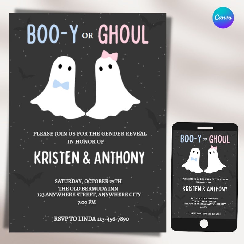 BOO-Y or GHOUL Gender Reveal Invitation Halloween Theme - Etsy