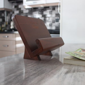 Personalized Wooden Cookbook Stand - Custom Engraved Recipe Book Holder ...