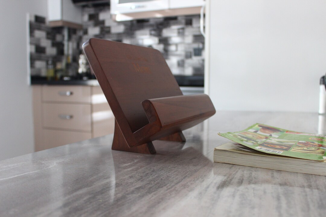 Personalized Wooden Cookbook Stand, Custom Engraved Kitchen Accessory ...