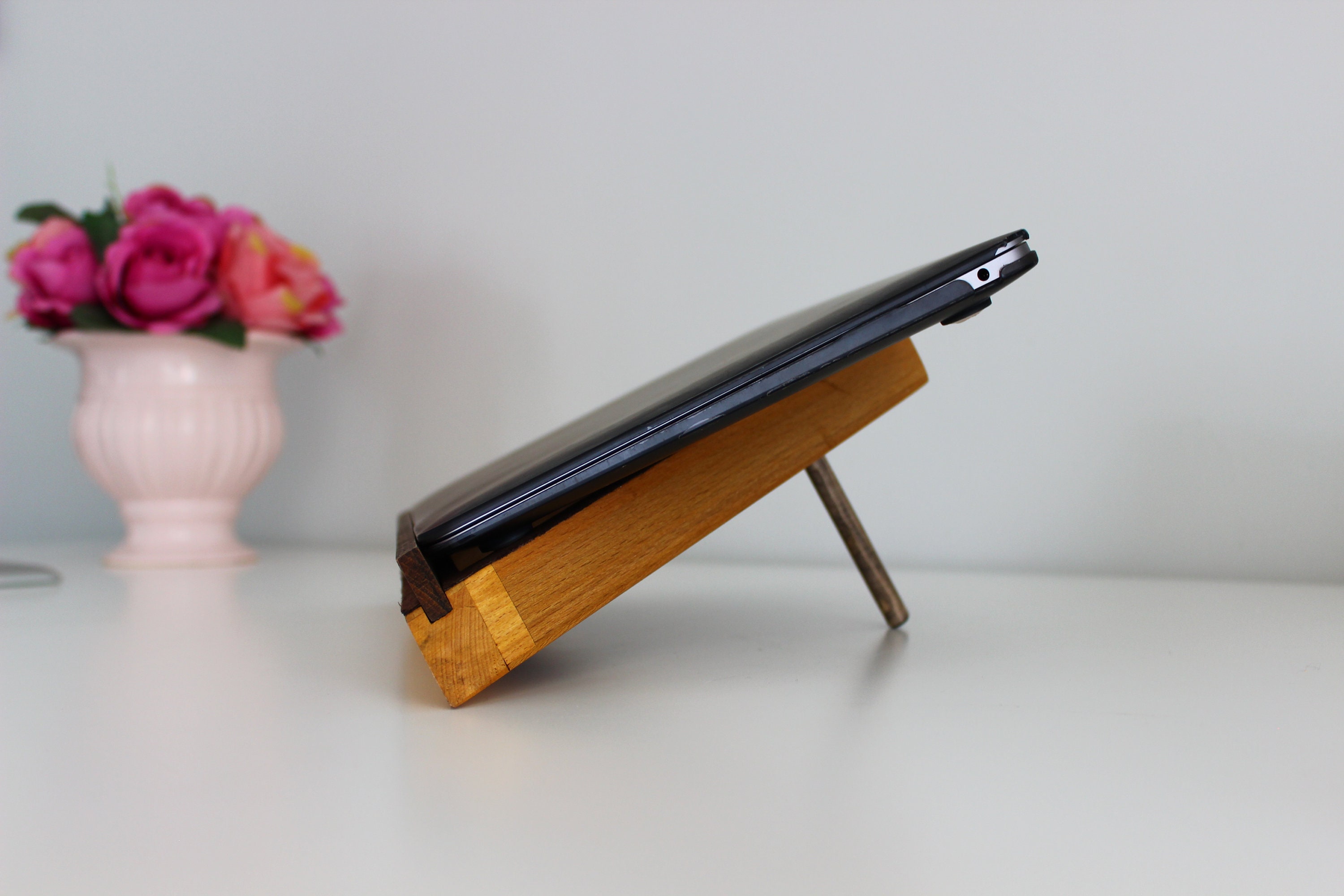 Adjustable Tiered Computer Stand With Built-in Book Reader - Etsy