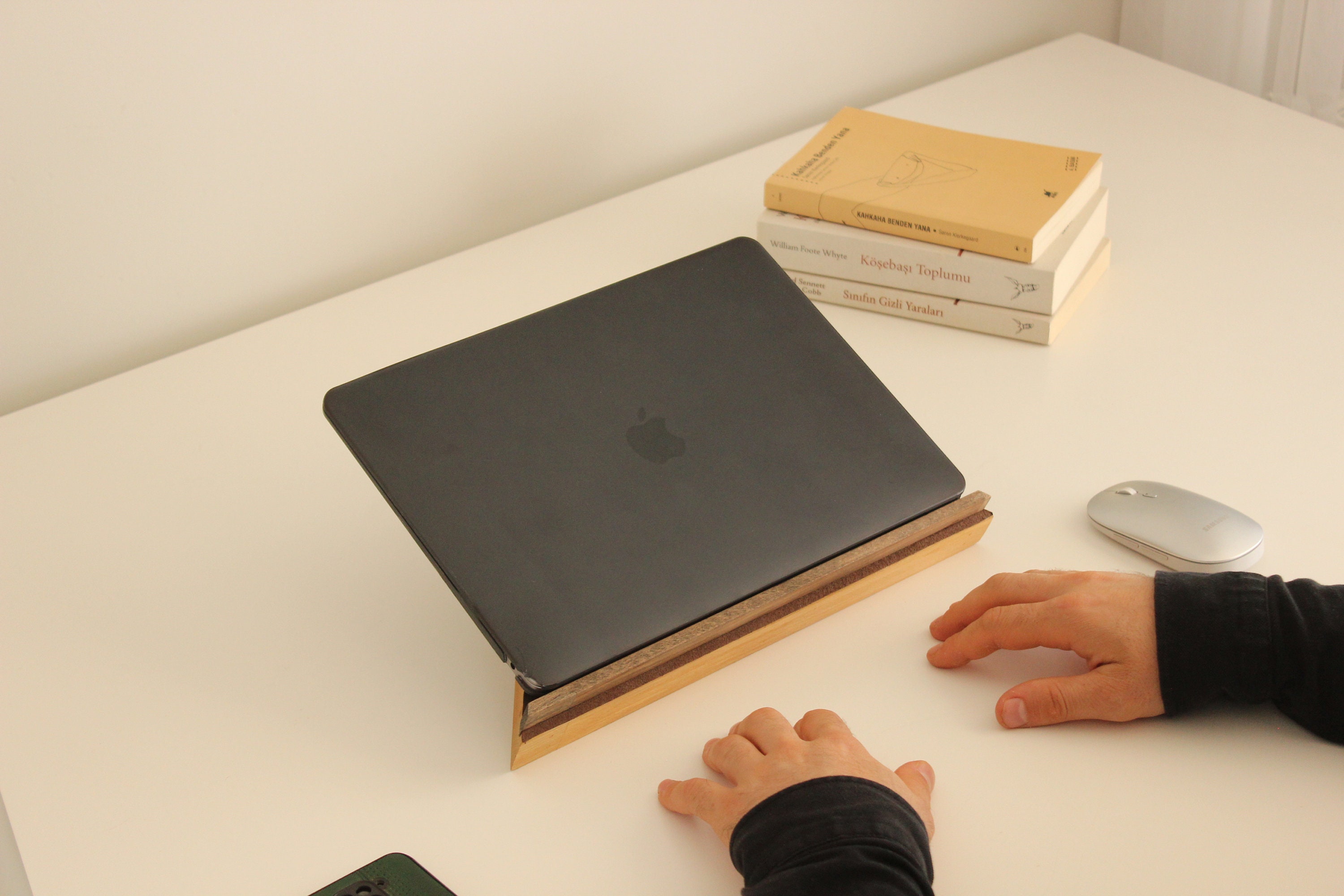 Adjustable Tiered Computer Stand With Built-in Book Reader - Etsy