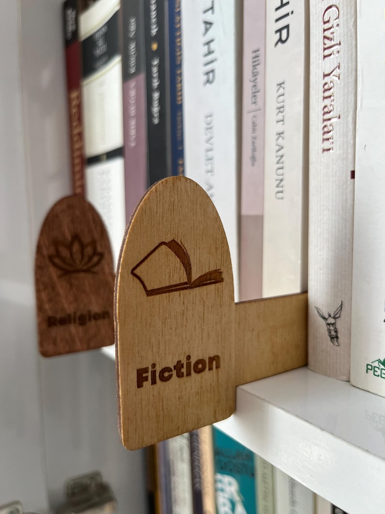 Customized Bookshelf Dividers: Library Organizers, Genre Labels & Book ...