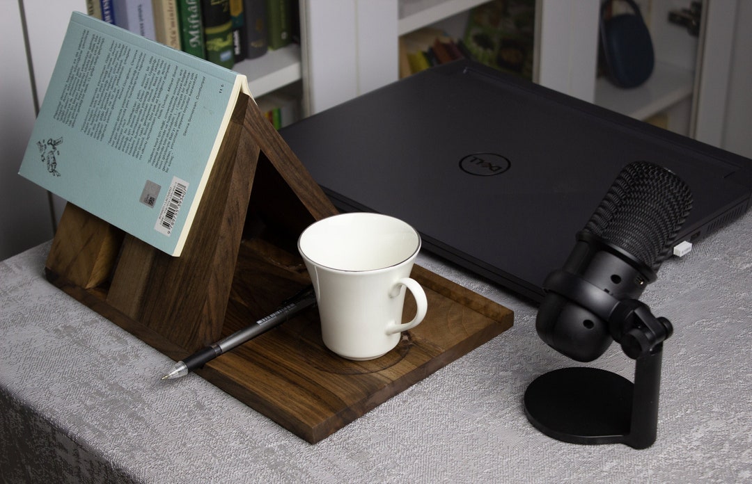 Walnut Triangle Bookmark, Multi Functional Book Holder, Laptop Holder ...