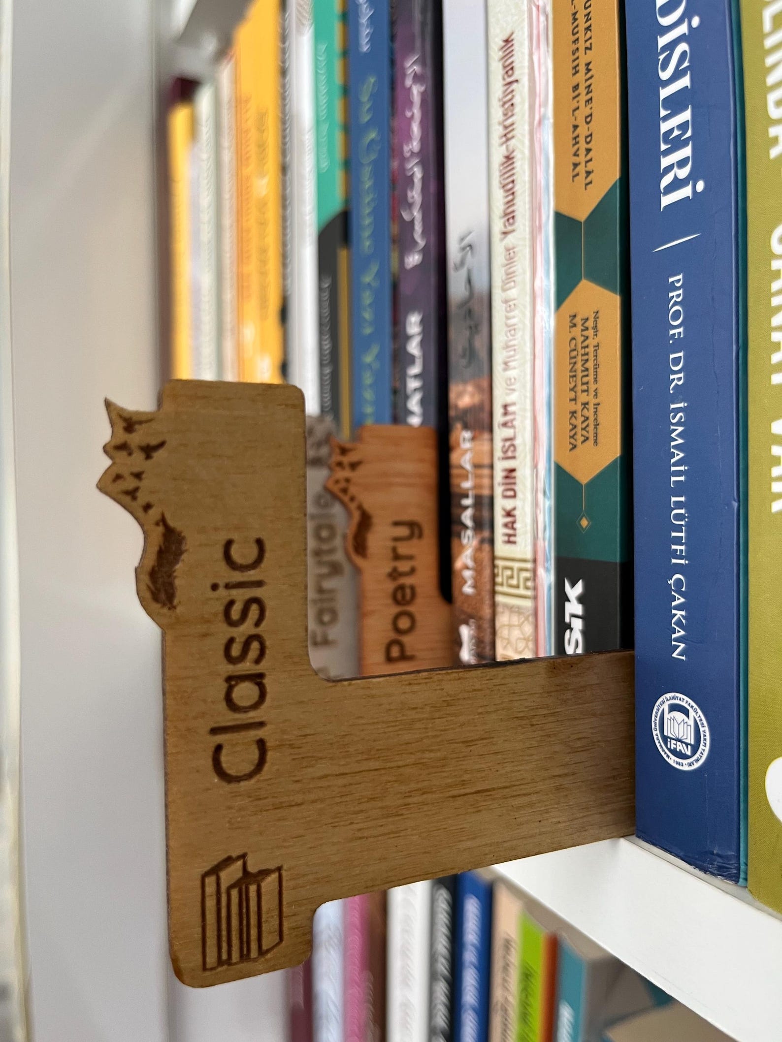 Personalized Wooden Book Shelf Dividers, Horizontal Genre Organizers ...