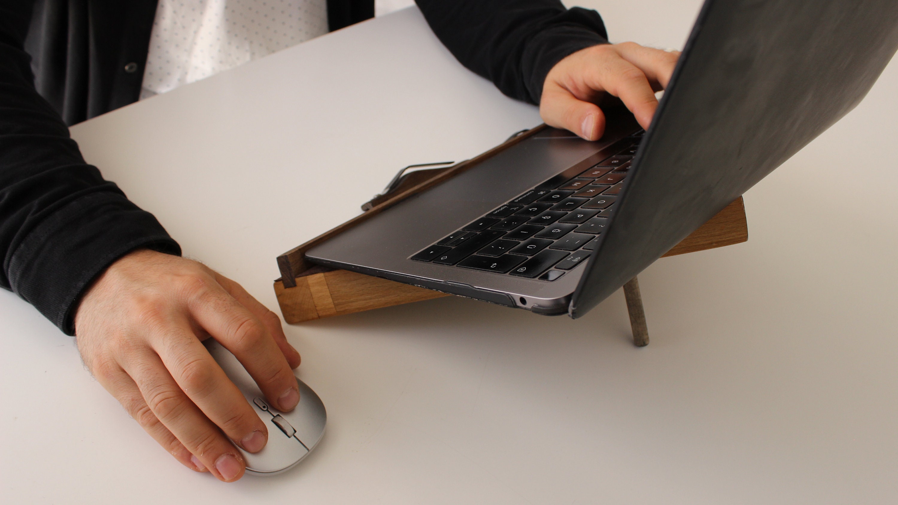 Adjustable Tiered Computer Stand With Built-in Book Reader - Etsy